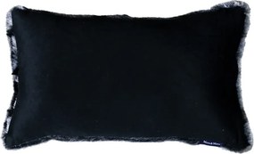 Šedý chlupatý polštář Tiara s pruhy - 30*50*15cm