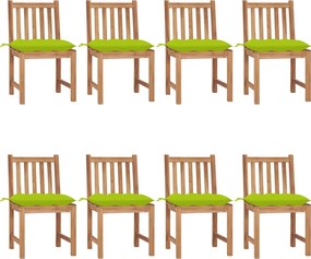 vidaXL Zahradní židle 8 ks s poduškami masivní teak [3073157] Barva: Jasně zelená
