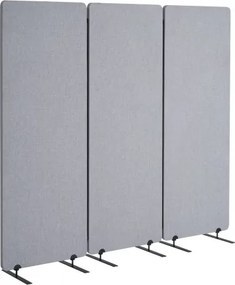 0,6 m Pokojový dělič 3 panely PET Polyester Zvukotěsná ochranná obrazovka šedá