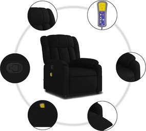 Masážní křeslo s polohovacím mechanismem, černé, látkové 3205778