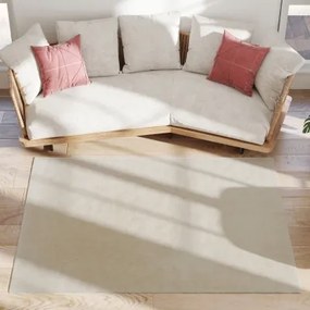 HOMCOM koberec do obývacího pokoje 120x160 cm, pratelný v pračce, dlouhý měkký vlas, moderní styl, krémový