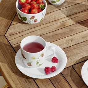 KÄHLER Porcelánový hrnek Hammershøi Summer Berries 330 ml, červená barva, modrá barva, bílá barva, porcelán