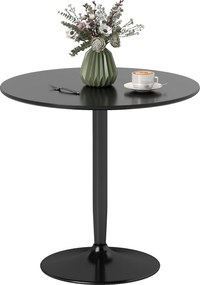 HOMCOM kulatý jídelní stůl Ø80 x 75 cm – pro 2 osoby, lakovaný ocelový podstavec, protiskluzové nožky | Aosom