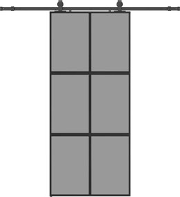 Posuvné dveře se sadou kování černé 90x205 cm Tvrzené sklo 3375887
