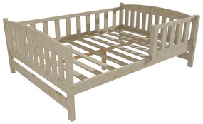 Dětská postel DP 002 XL se zábranou (Barva dřeva: surové dřevo, Rozměr: 120 x 200 cm)