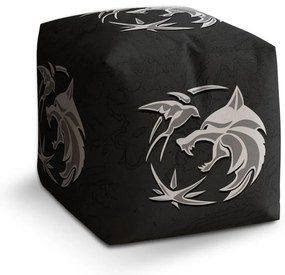 Taburet Cube Witcher černá mapa, černá