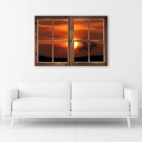 Obraz na plátně, Výhled z okna na západ slunce - 90x60 cm