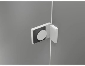 Mexen Lunar, L pětiúhelníkový sprchový kout naklápěcí doleva 100 x 100 cm, 8mm čiré sklo, bílý profil, 831L-100L-100P-20-00-L
