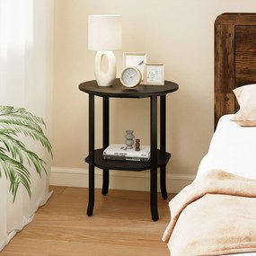 Costway Kulatý postranní stolek 2 s úložným prostorem Průmyslový Accent Black