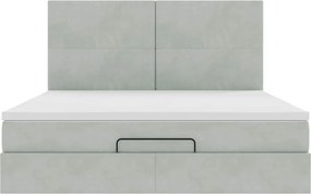 Osmanský rám postele s matracíes světle šedá 180x200cm samet 3313415