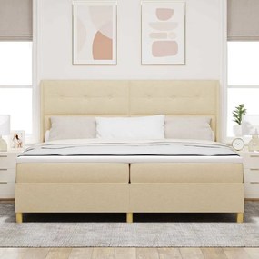 Postel s boxspringem s čelo Krémová 200 x 200 cm textil 3341859