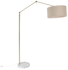 Stojací lampa zlatá s světle hnědým stínítkem 50 cm nastavitelná - Editor