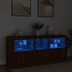 vidaXL Příborník s LED osvětlením hnědý dub 162 x 37 x 67 cm