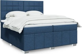 Box spring postel s matrací modrá 200x200 cm textil 3294081