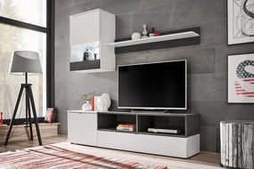 Obývací stěna MINIMAX – moderní sestava bílá mat / norská borovice