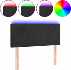 Čelo postele s LED černé 90x5x78/88 cm samet 3121370