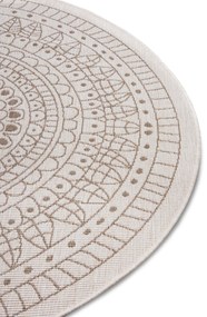 Hanse Home, Kusový koberec Twin-Wendeteppiche 105475 Linen kruh – na ven i na doma, 140x140 (průměr) kruh, hnědá, chodba / předsíň