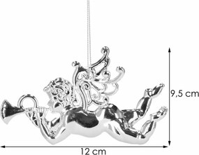 Vánoční ozdoby - Andělíčky s trumpetou, stříbrná, sada 2ks