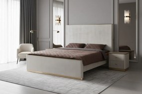 Noční stolek Stilig ST891 55 cm ekokůže béžovošedý/zlatý