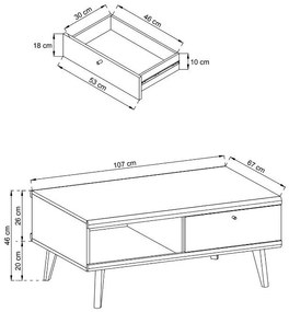 Konferenční stolek PAVLIS - dub riviera / bílý