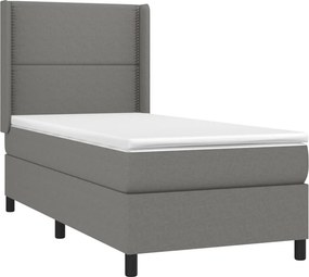 Box spring postel s matrací a LED tmavě šedá 90x190 cm textil 3138198