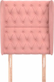 Čelo postele typu ušák růžové 83 x 23 x 118/128 cm samet 3118327