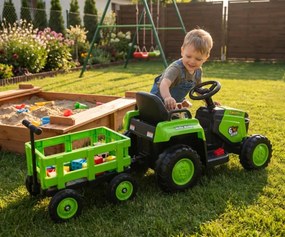 Elektrický traktor s přívěsem Rolly zelený