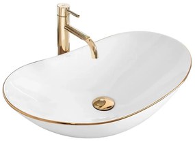 REA-U8570 - Umyvadlo na desku ROYAL 36x62 cm keramika/lesklá bílá/zlatá REA-U8570