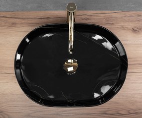 Rea Nadia, umyvadlo na desku 500x380x120 mm, imitace kamene - Black Stone, REA-U9240