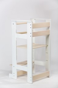 Lucas Wood Style učící věž Žofka - bílá/béžová Učící věž s tabulí a kuličkami: bílá/béžová