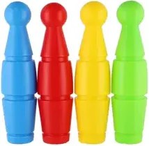 TEDDIES Kuželky 23 cm / Sada 9 ks / V síťce / Plast / 18m+