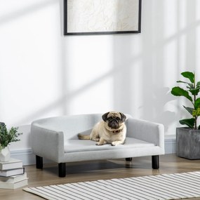 PawHut pohovka pro psy stylová pohovka s potahem a dřevěnými nohami 82x54x36cm pro malé psy a kočky