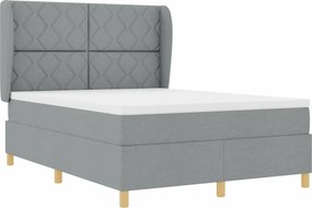 Postel s boxspringem s čelo Světle šedá 200 x 160 cm textil 3340823