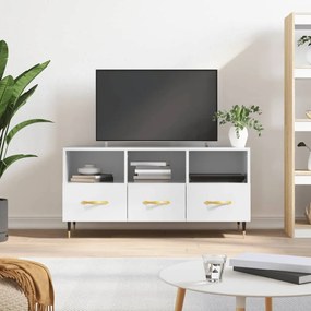 TV skříňka bílá s vysokým leskem 102x36x50 cm kompozitní dřevo - Default Title