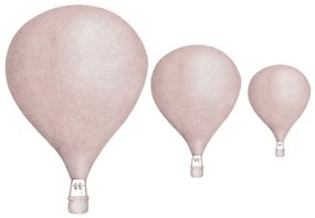 Stickstay Samolepka na zeď Létající balóny pudrová růžová 3 ks, 14-25 cm