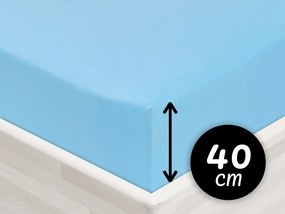 Jersey napínací prostěradlo na extra vysokou matraci JR-017 Azurově modré 140 x 200 - výška 40 cm