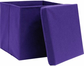 Úložné boxy s víky 4 ks fialové 32 x 32 x 32 cm textil 288354