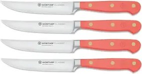 Wüsthof Sada 4 nožů na steaky Classic Colour 12 cm Coral Peach / rovné