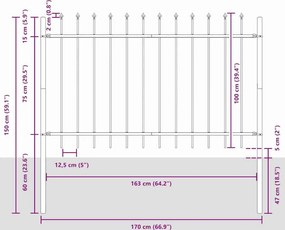 vidaXL Zahradní plot Woerden s kopím nahoře ocelový 181 x 100 cm [144925] Barva: Černá