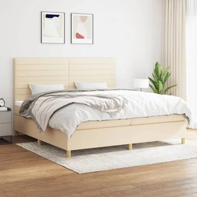 Box spring postel s matrací krémová 200x200 cm textil 3142446