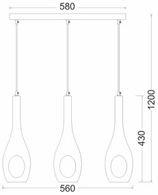 ACA DECOR Závěsné svítidlo CAVE 3x60W/E14/230V/IP20, 58 cm