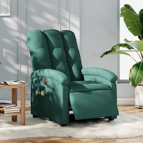 Elektrické masážní polohovací křeslo tmavě zelené textil 3204086