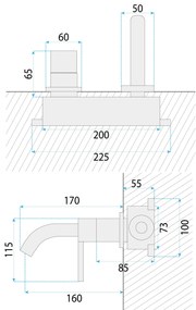 Podomítková umyvadlová baterie REA FOSTER, nikl kartáčovaný