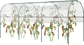 Skleník Outsunny pro zahradu, skleník na rajčata, vyztužená plachta, ocelová konstrukce, pro zeleninu, květiny, venkovní použití, 400 x 123 x 171 cm,