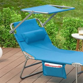 Sobuy SoBuy OGS48-B Lehátko s odnímatelným polštářem Zahradní lehátko Plážové lehátko Relaxační křeslo Modrá
