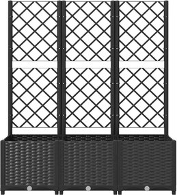 Zahradní květináč s mřížkou černý 120 x 40 x 136 cm PP 318273