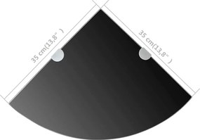 vidaXL Rohová police s chromovými podpěrami sklo 35x35 cm [243856] Barva: Černá