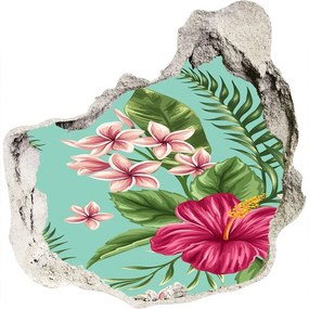 Wallmuralia Nálepka 3D díra samolepící Hawajské květiny 75x75 cm