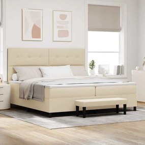 Postel s boxspringem s čelo Krémová 200 x 200 cm textil 3344098
