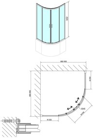 Polysan SELMA sprchová zástěna 90 x 90 x 165 cm čtvrtkruhová MD2516
